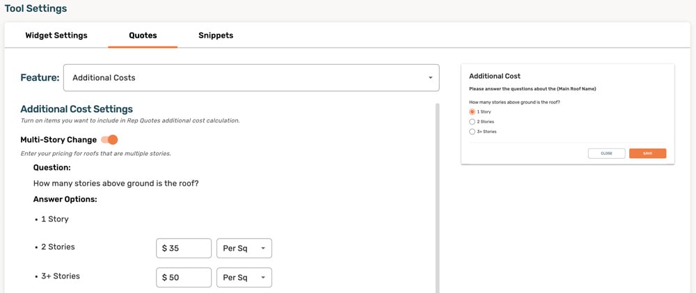 Set Up Additional Costs